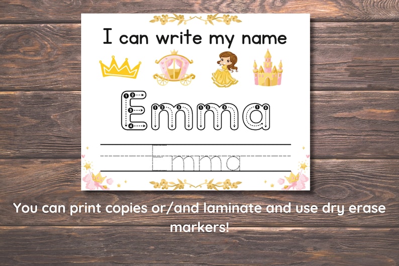 Princess First Name Tracing PDF | Custom Handwriting Worksheet for ...