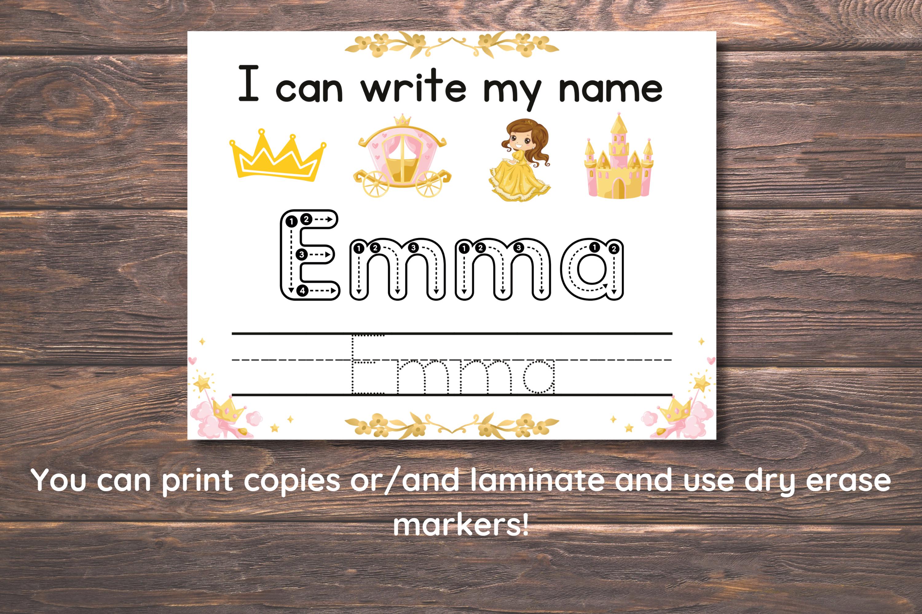 Princess First Name Tracing PDF | Custom Handwriting Worksheet for ...