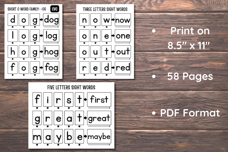 Phonics Activity Workbook, CVC Word Families Worksheets, Sight Words ...