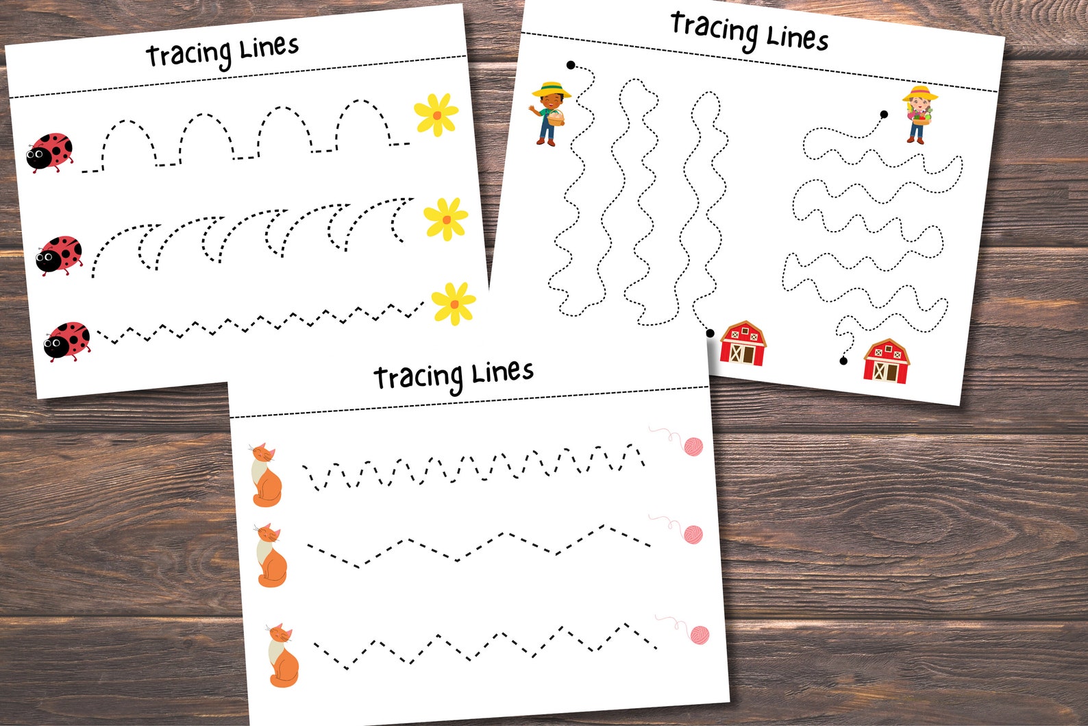 Tracing Practice, Pre-writing Worksheets, Line Tracing, Toddler ...