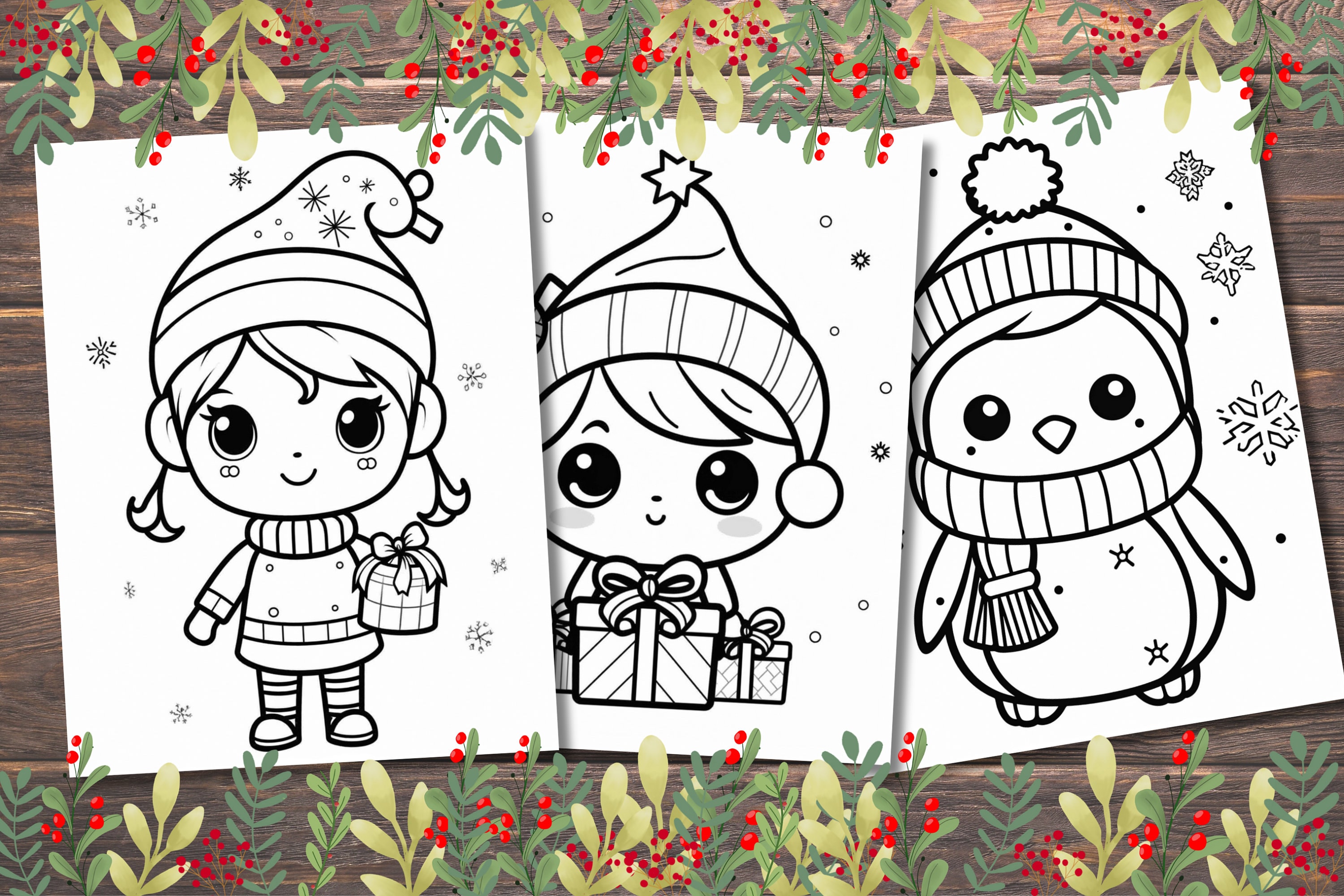 Kawaii Christmas Coloring Pages 60 Pages Cute Coloring - Etsy