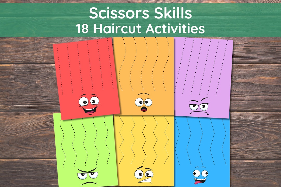 Preschool Scissor Skills Haircut Activity, Cutting Worksheets, Fine ...