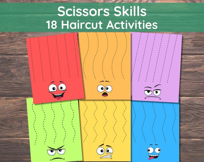 Preschool Scissor Skills Haircut Activity, Cutting Worksheets, Fine ...