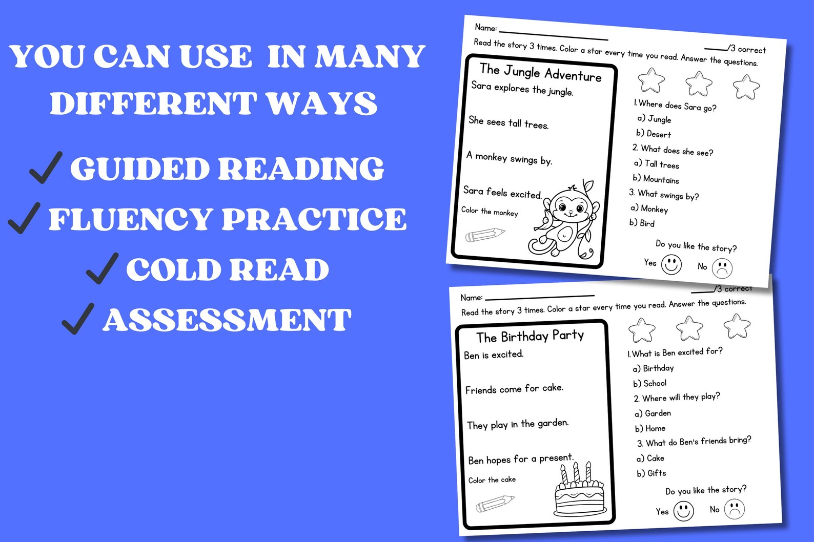 Kindergarten at Home Reading Worksheets | Comprehension Passages ...