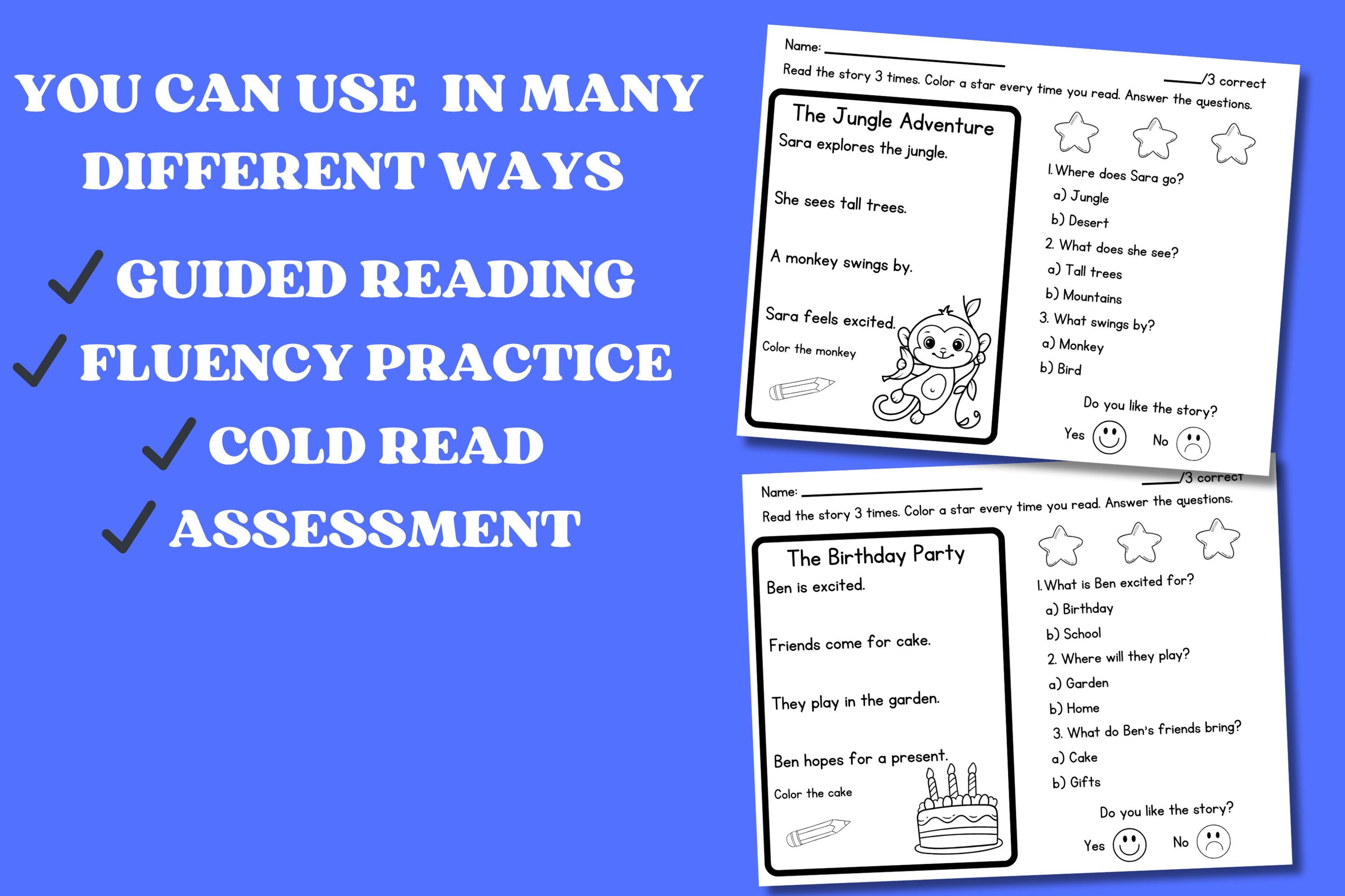 Kindergarten at Home Reading Worksheets | Comprehension Passages ...