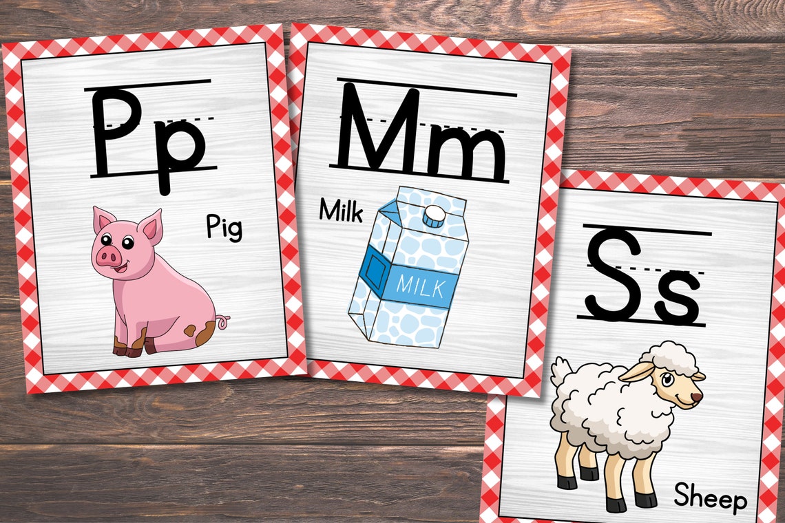 Printable Farm Theme Alphabet Posters ABC Letters Classroom - Etsy