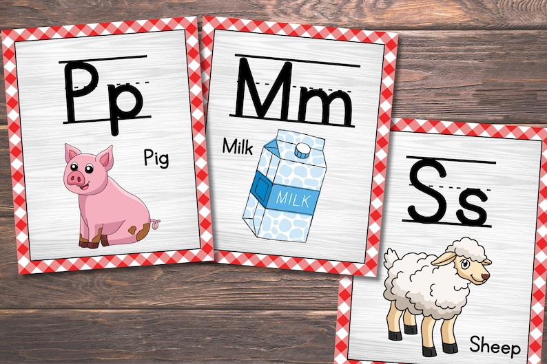 Printable Farm Theme Alphabet Posters ABC Letters Classroom - Etsy