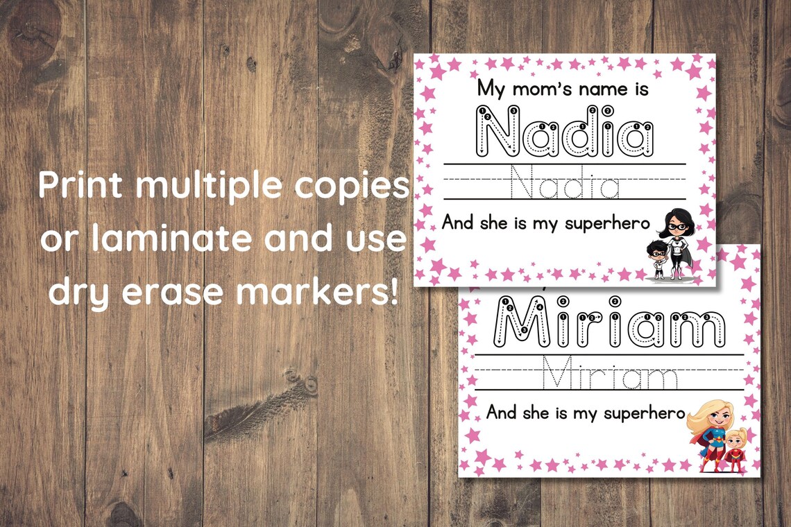 Custom Mom Name Tracing Sheet Handwriting Practice Personalized Name ...
