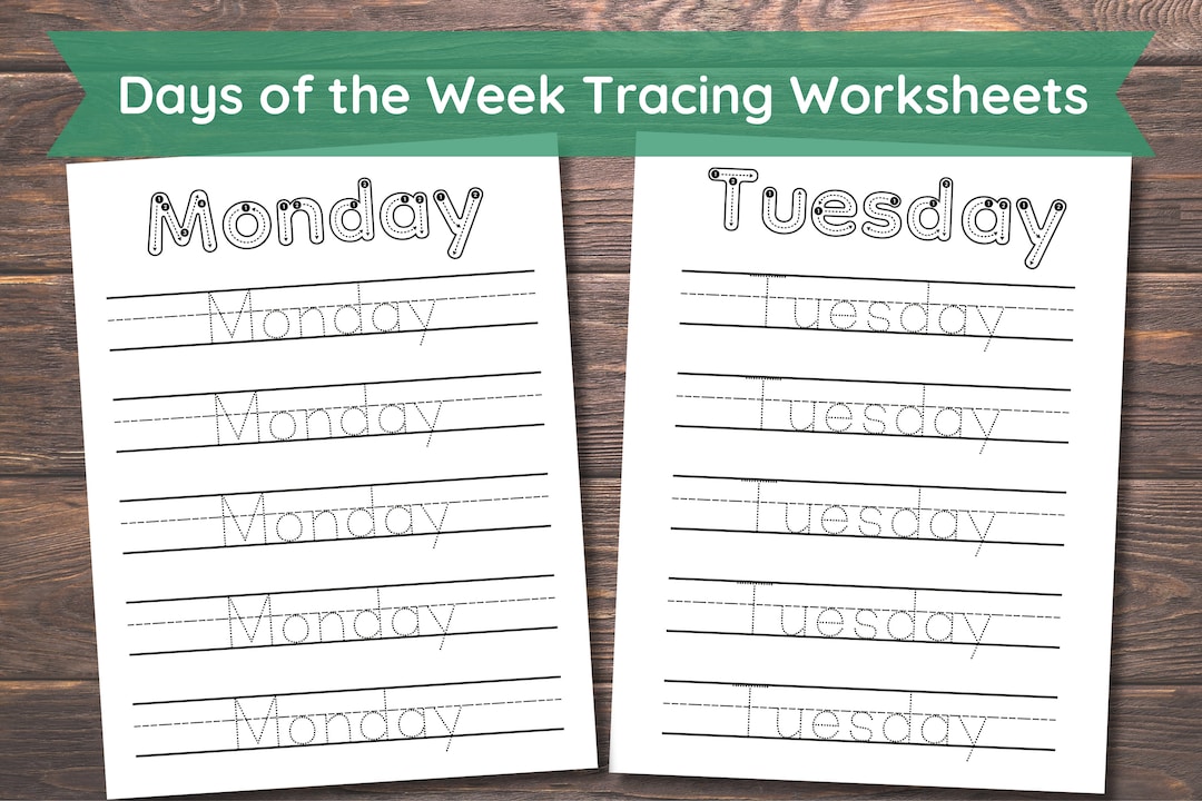 Days of the Week Tracing Worksheets / Tracing Printable for Pre-k ...