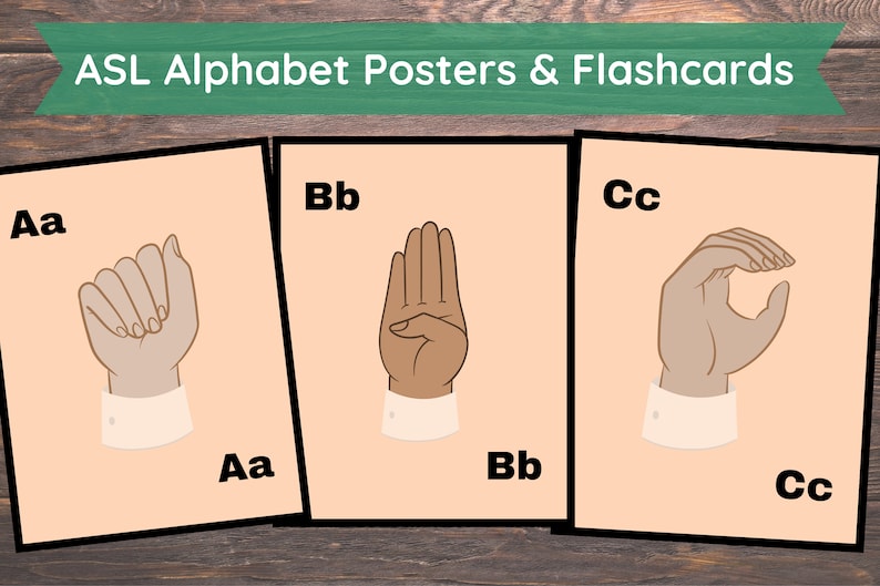 ASL american Sign Language Alphabet Posters & Flashcards - Etsy