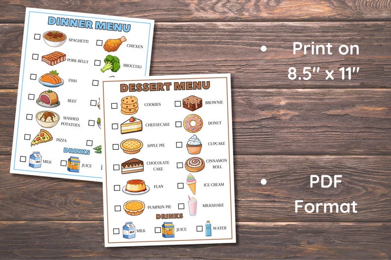 Pretend Play Menus, Pretend Restaurant Menus, Kids Play Menus, Kids ...