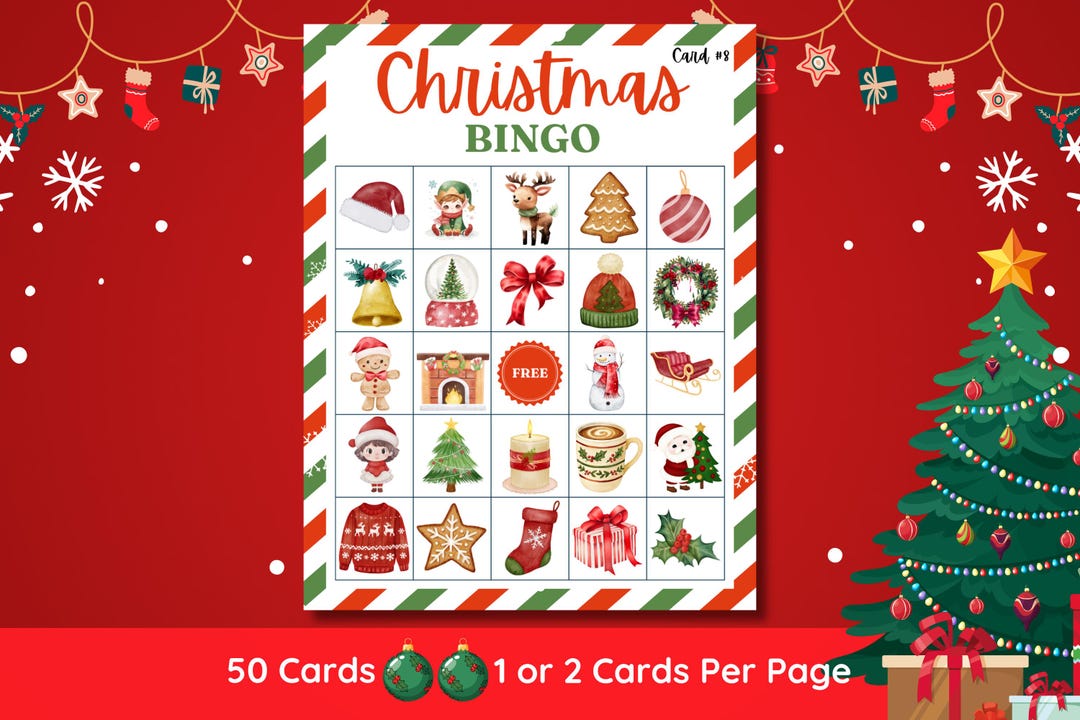 Christmas Bingo, Printable Christmas Bingo, Merry Christmas Bingo Cards ...