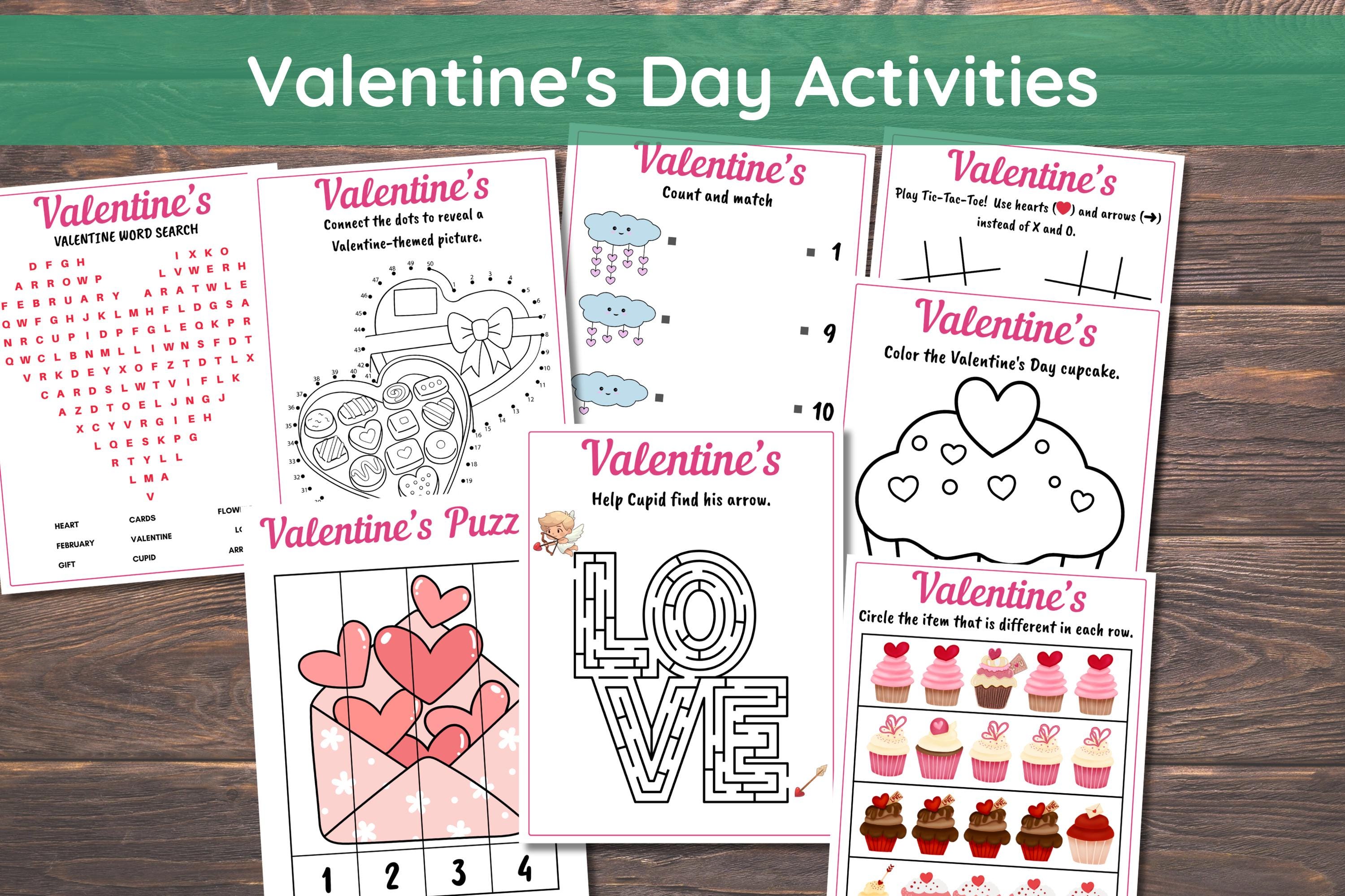 70 Printable Valentine's Day Kid's Activities, Valentine's Day Bundle ...