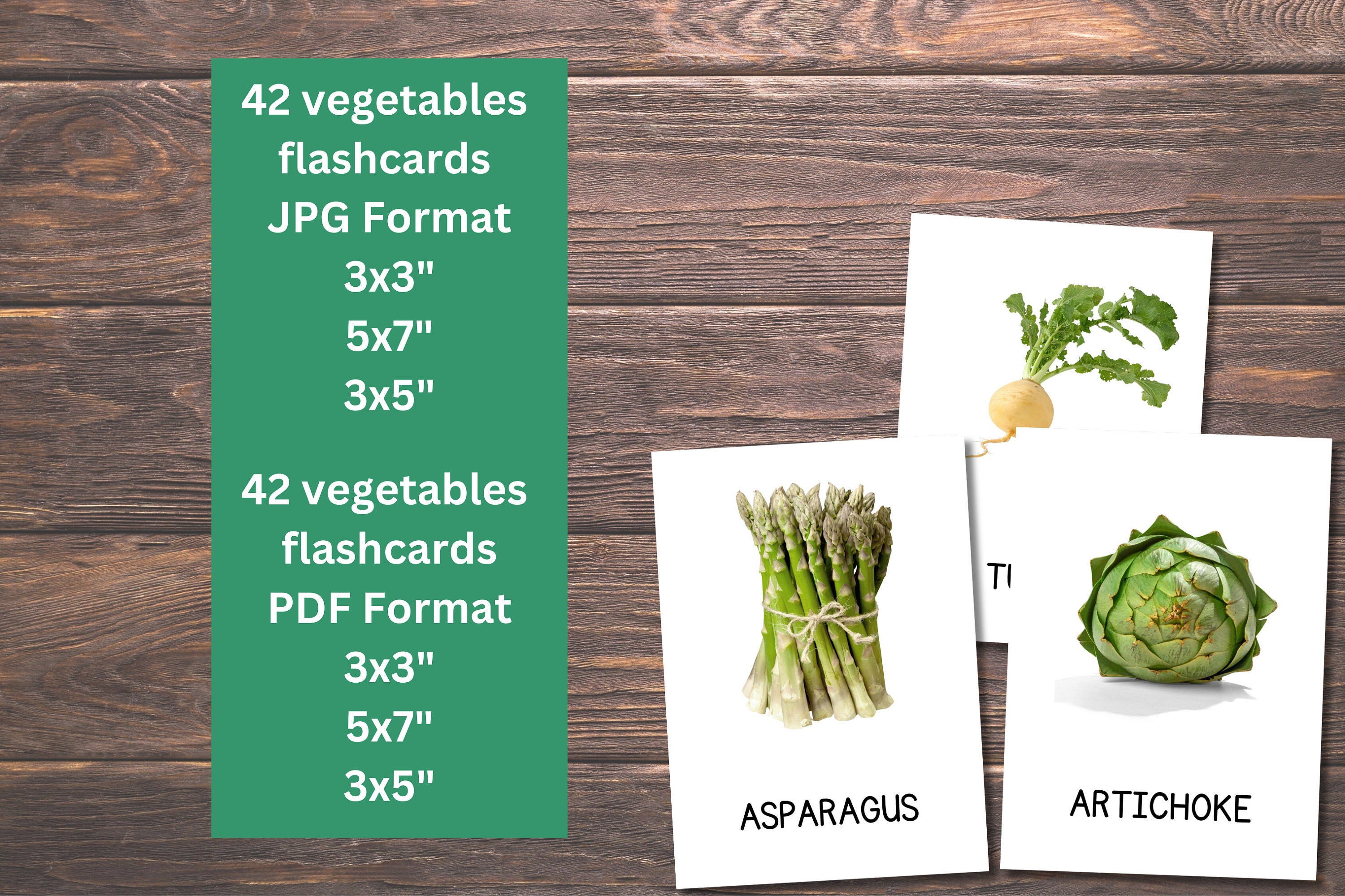 42 Vegetables Cards, Vegetables Flashcards, Montessori Flashcards ...