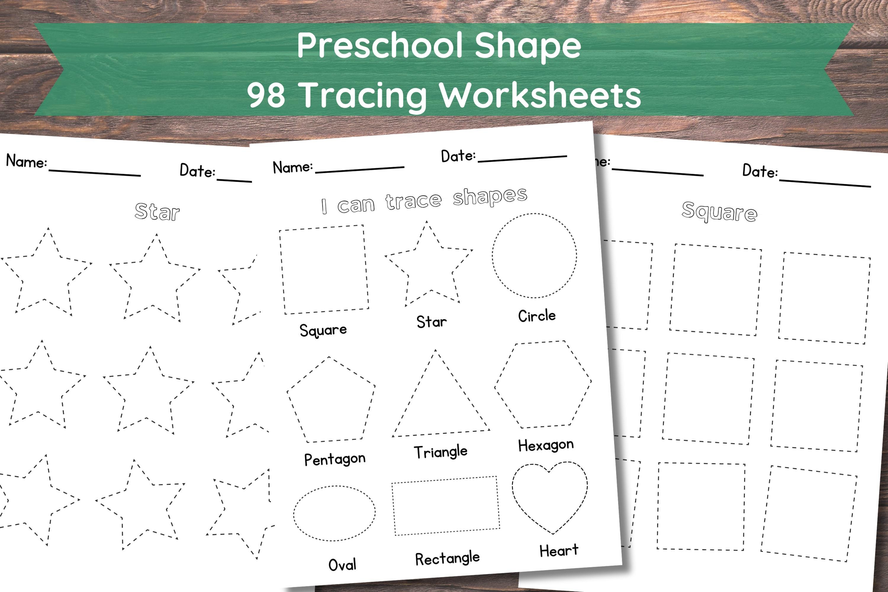 Preschool Shape Tracing, Basic Shape Tracing, Shape Tracing Worksheets ...