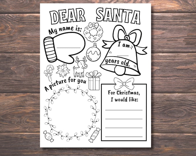 Printable Letter to Santa Template, Letter to Santa Coloring Page ...
