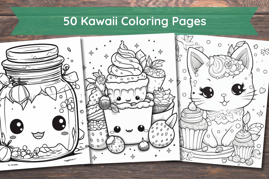 Kawaii Coloring Pages | 50 Pages | Cute Coloring Pages | for Kids and ...