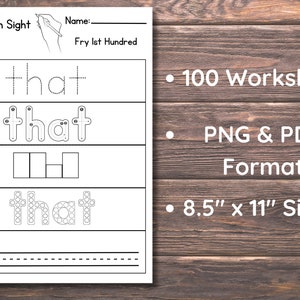 100 Printable Let's Learn Fry 1st Hundred Sight Words Worksheets ...