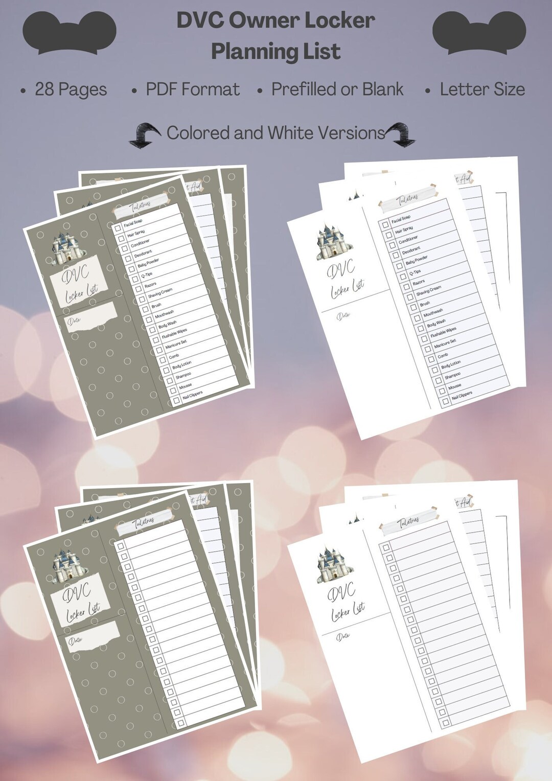 DVC Owners Locker Planning List | Packing Checklist | Vacation Planner ...