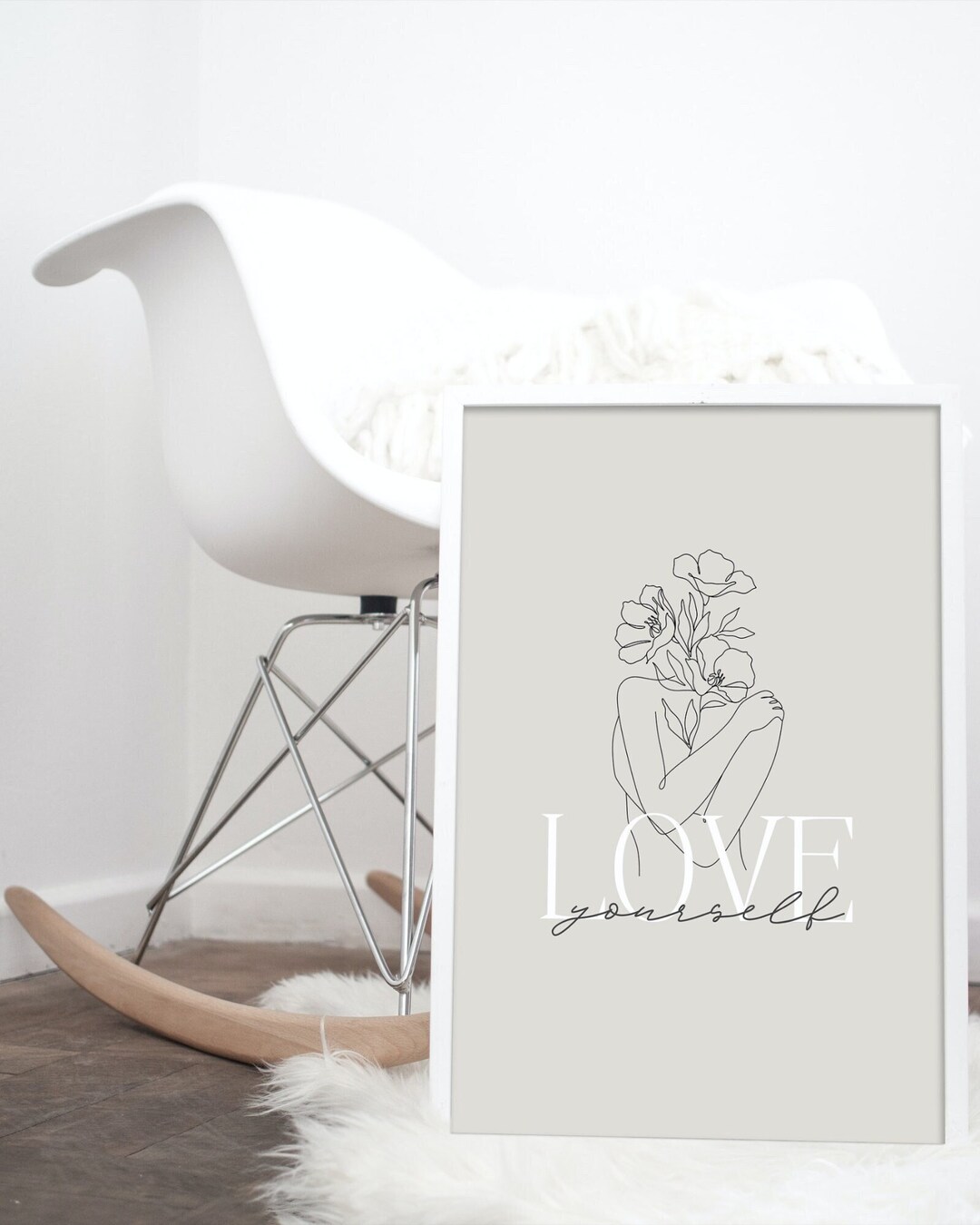 Love Yourself Digital Download, Woman Line Art, Love Yourself Wall Art ...