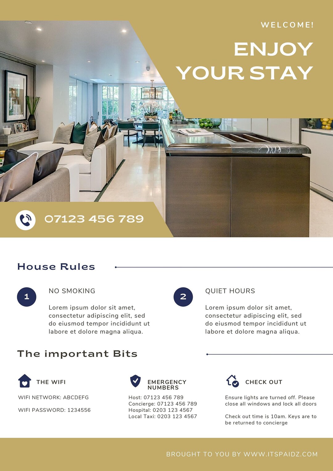 Airbnb Welcome & Key Info One Pager - Etsy