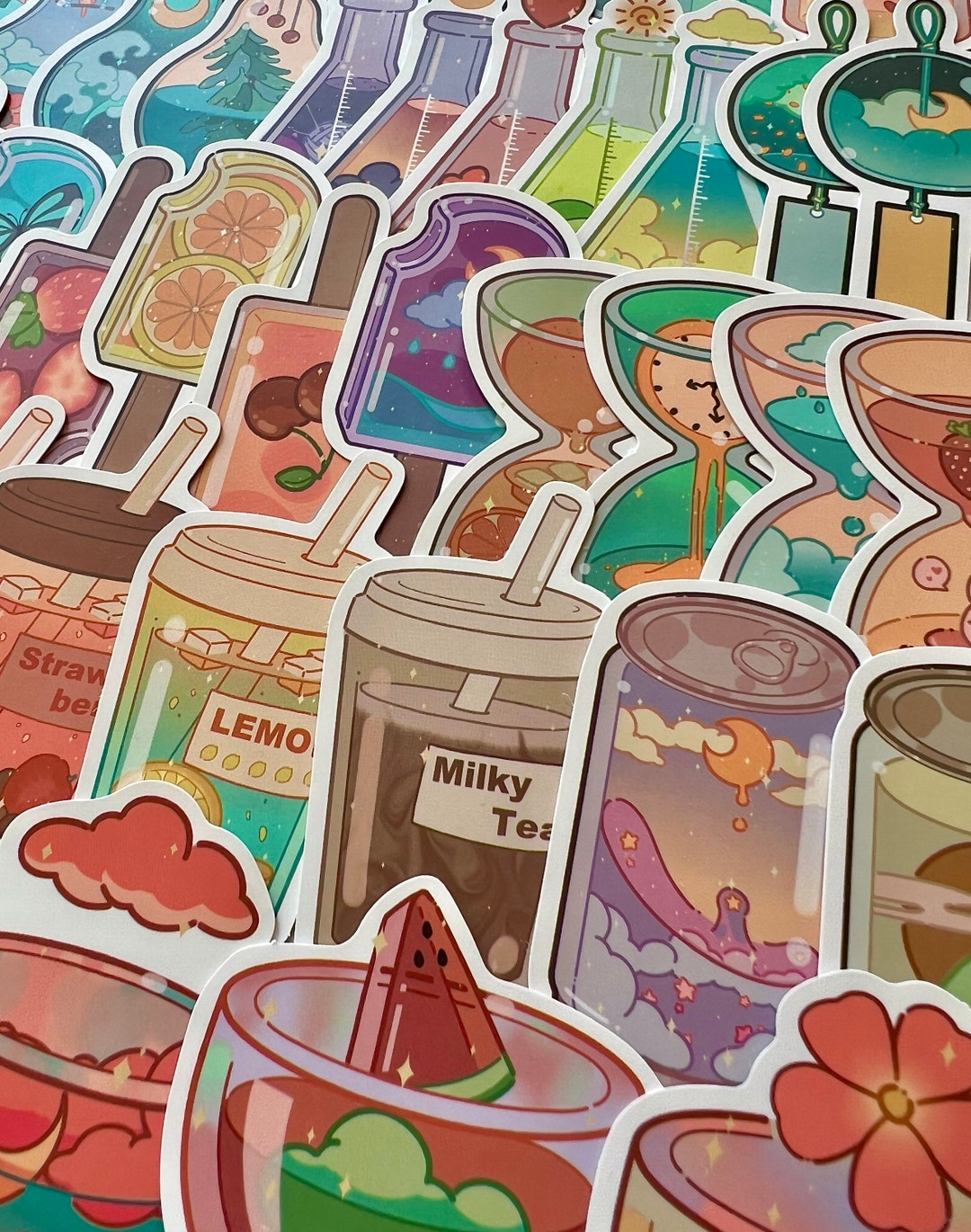 Waterproof Mystical Drinks Stickers/aesthetic Stickers/dreamy - Etsy