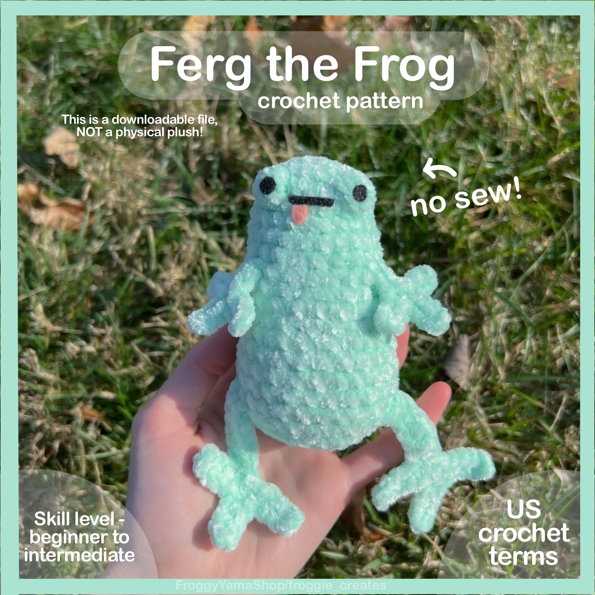 Ferg Crochet Pattern-no Sew/crochet Frog Pattern/amigurumi - Etsy