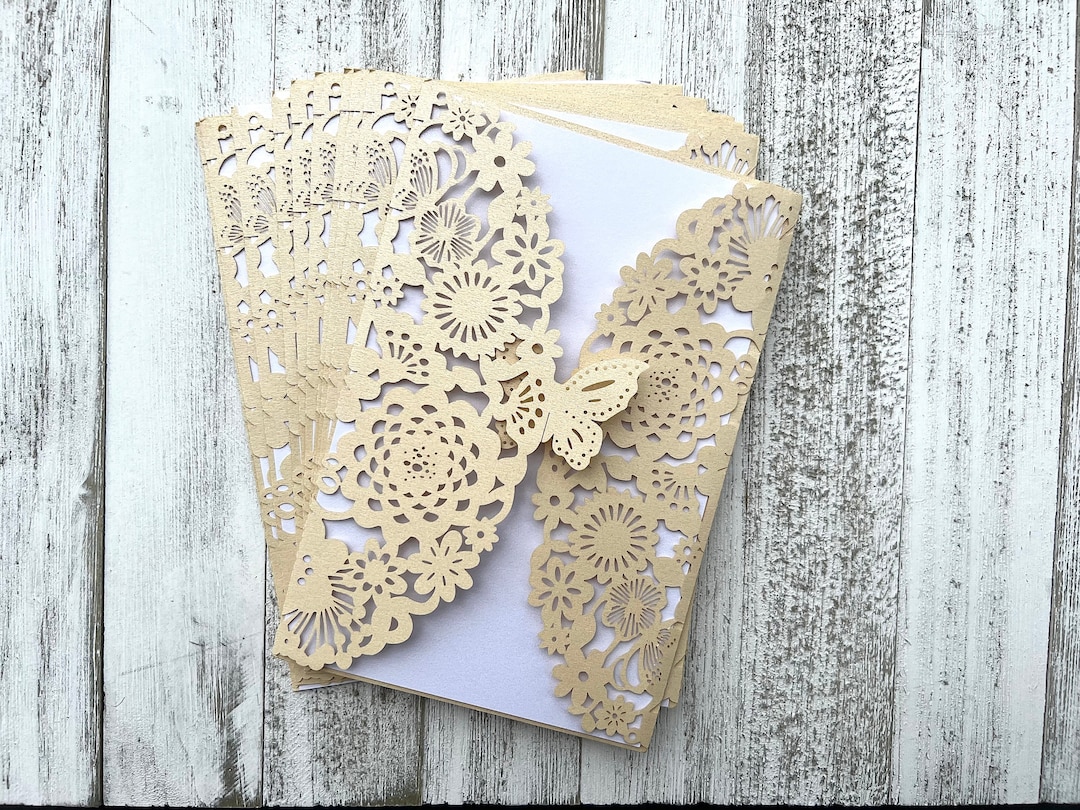 Laser Cut Cover for Wedding Invitations With Glitter Card for Printing ...