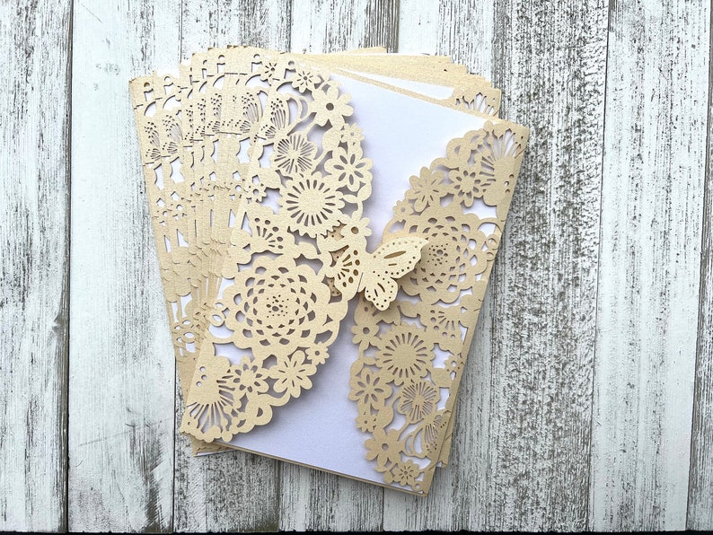 Laser Cut Cover for Wedding Invitations With Glitter Card for Printing ...