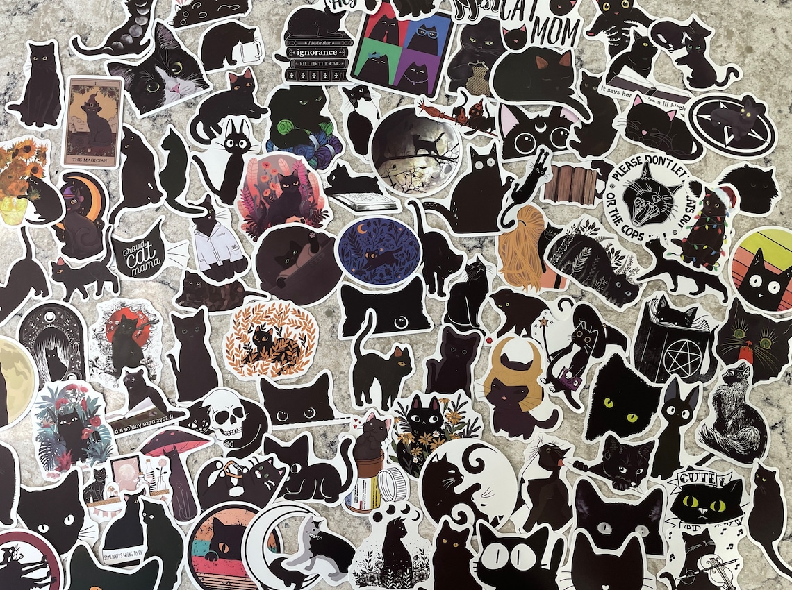 5-200 Black Cat Stickers - Etsy