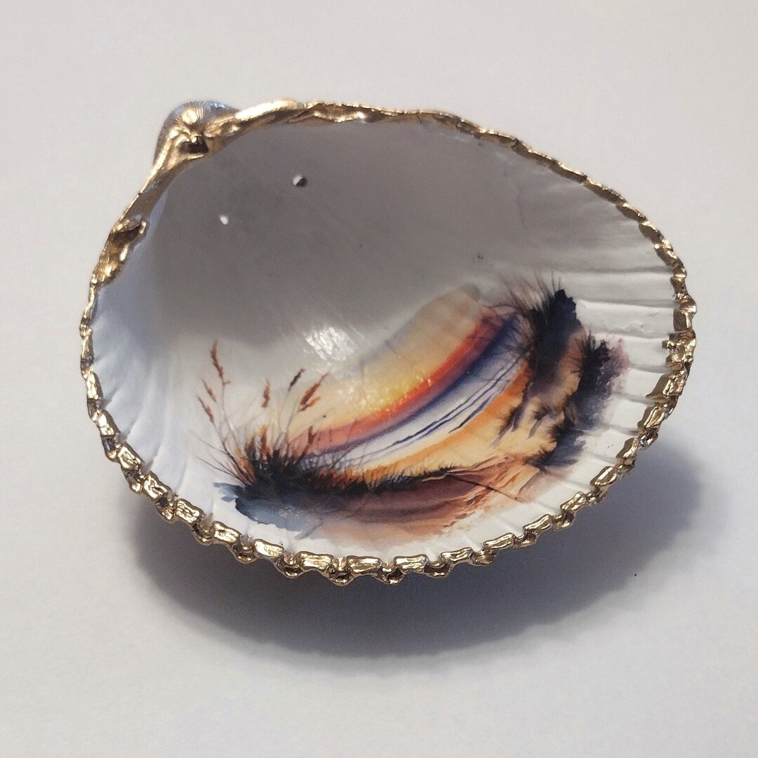 Cockle Shell Ring Dish | Beach Sunrise Ring Dish | Coastal Handmade ...
