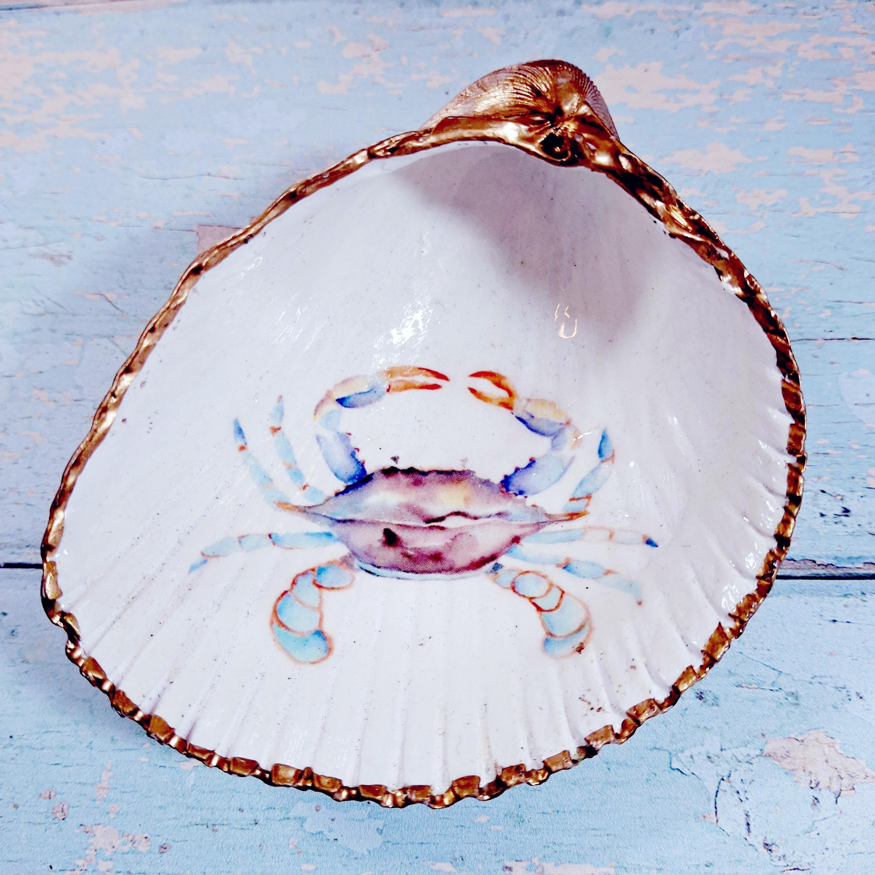 Watercolor Blue Crab Ring Dish: Coastal Cockle Shell Decor - Etsy