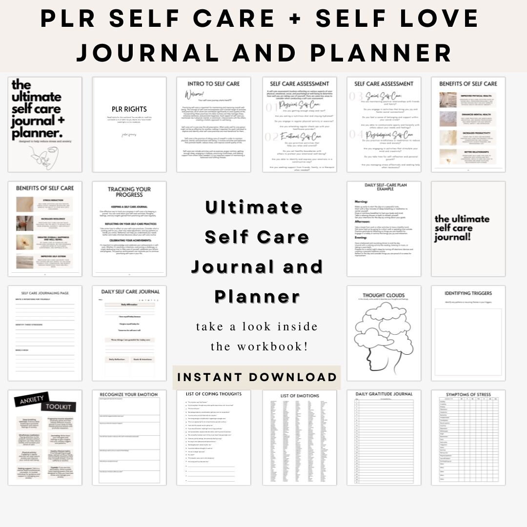 PLR Ultimate Self Care Journal and Planner | Printable | Canva Template ...