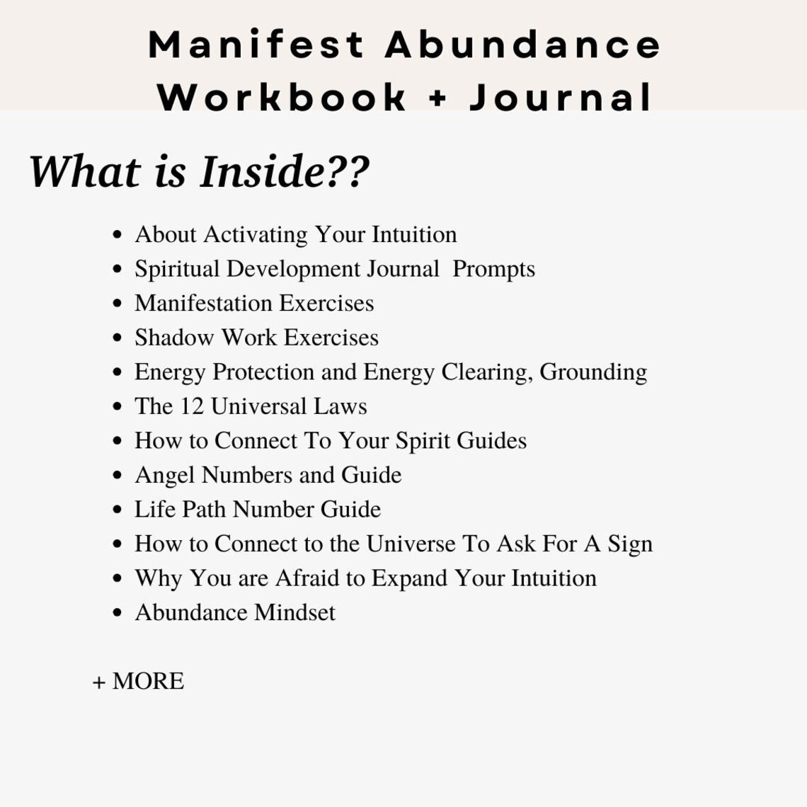 Manifest Abundance Workbook Intuitive Development Manifestation Journal ...