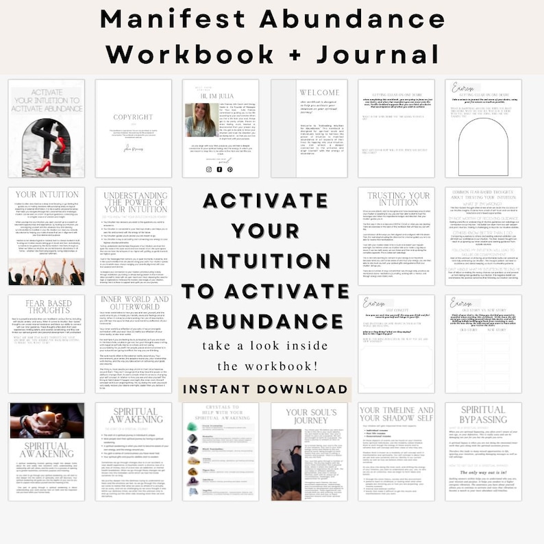 Manifest Abundance Workbook | Intuitive Development Manifestation Journal | Digital Download ...
