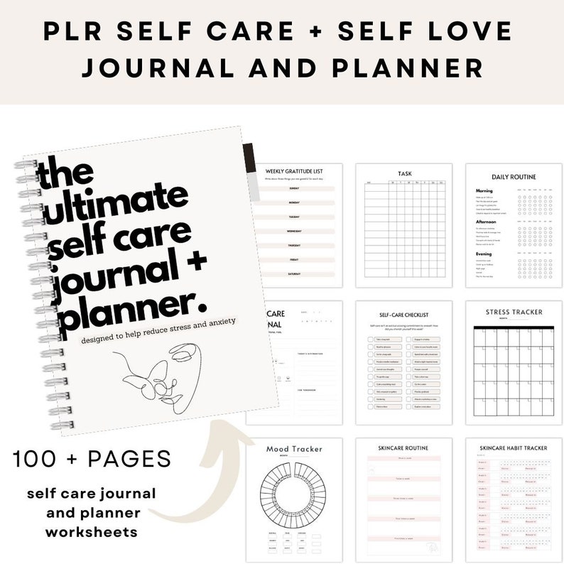 PLR Ultimate Self Care Journal and Planner | Printable | Canva Template ...