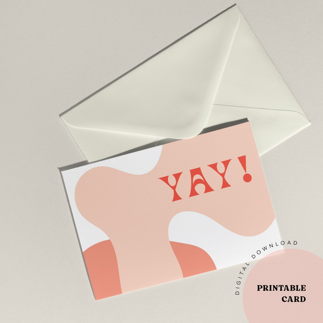 Yay Printable Card Digital Download, Instant Download, Printable Card ...
