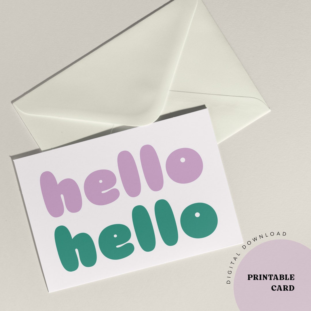 Hello Hello Printable Card Digital Download, Instant Download ...