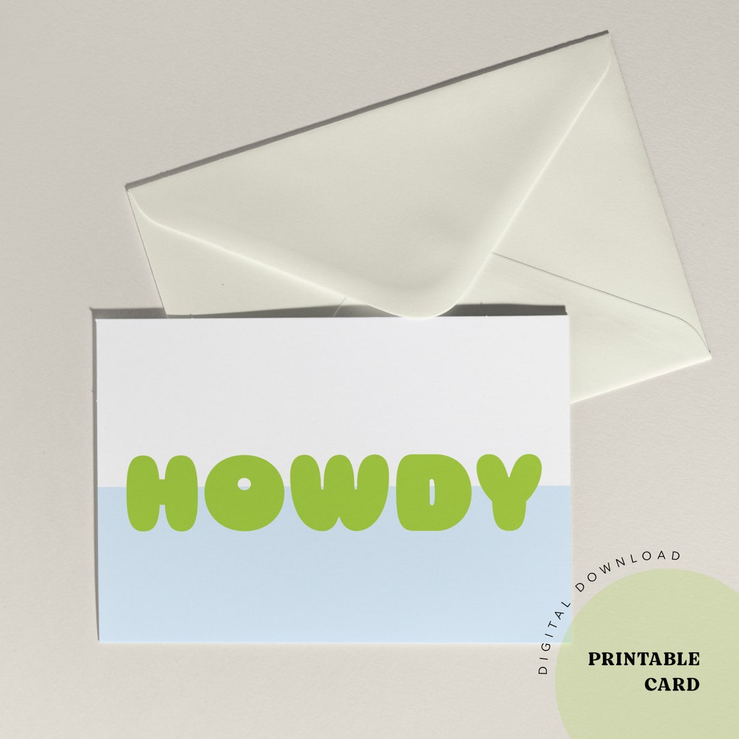Howdy Printable Card Digital Download, Instant Download, Printable Card ...