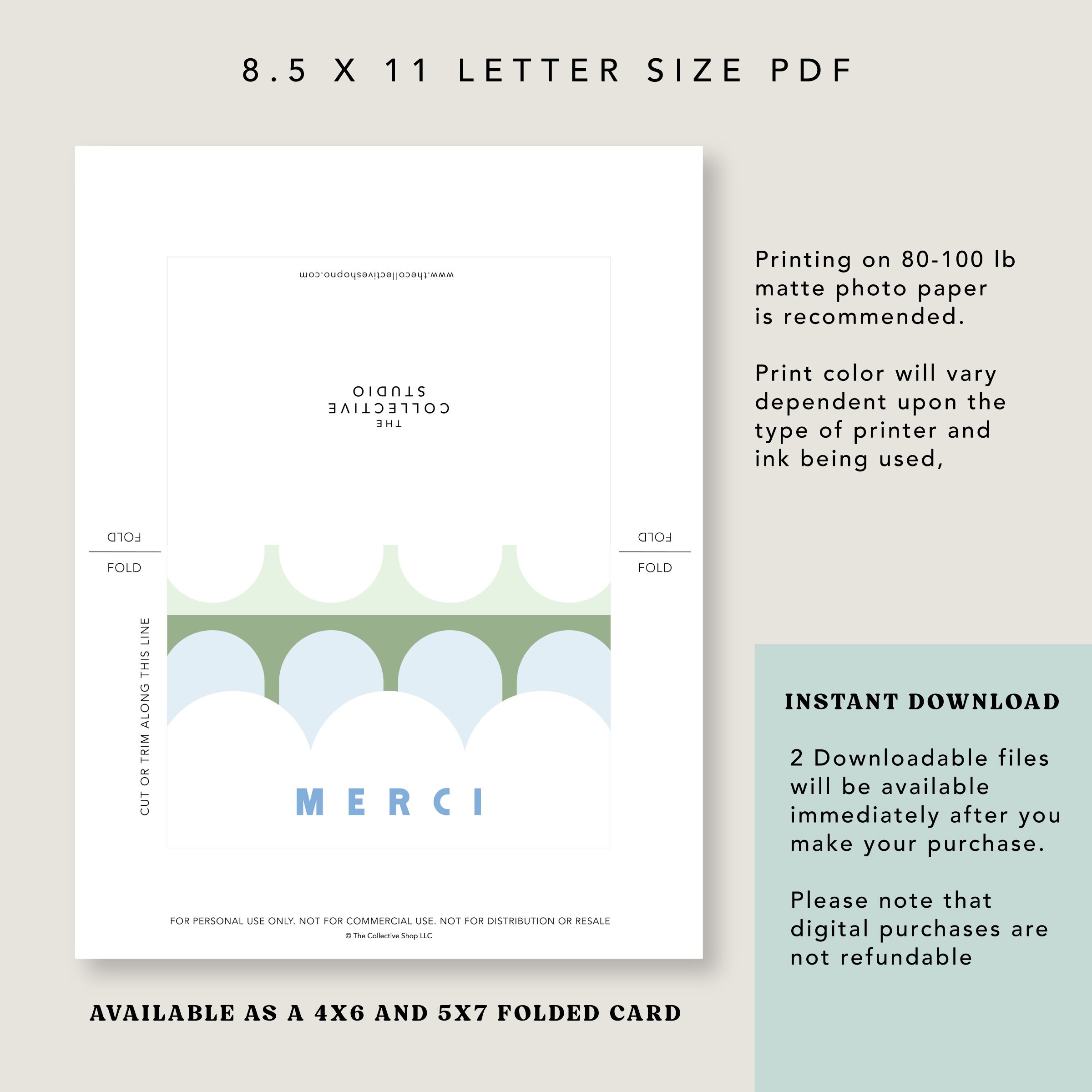 Merci Arches Printable Card Digital Download, Instant Download ...