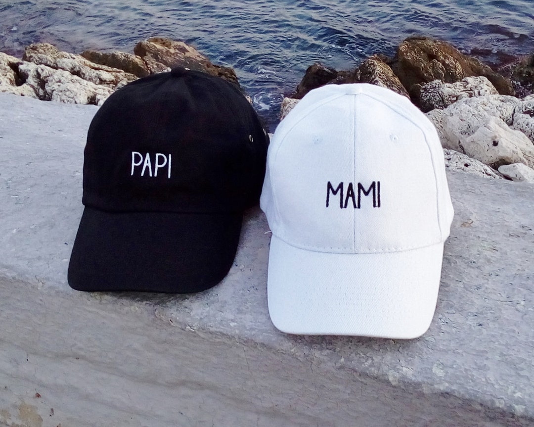 Papi Mami | Matching Hats | Set of Two Caps | Machine Embroidery ...
