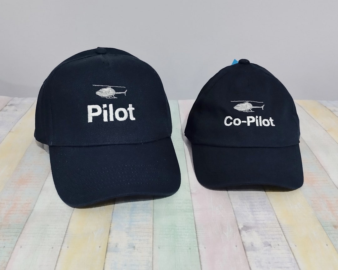 Pilot Co-pilot Helicopter | Matching Hats | Set of Two Caps | Machine ...