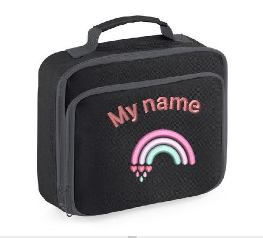 Rainbow and Name or Text on Lunch Box, Personalized, Machine ...