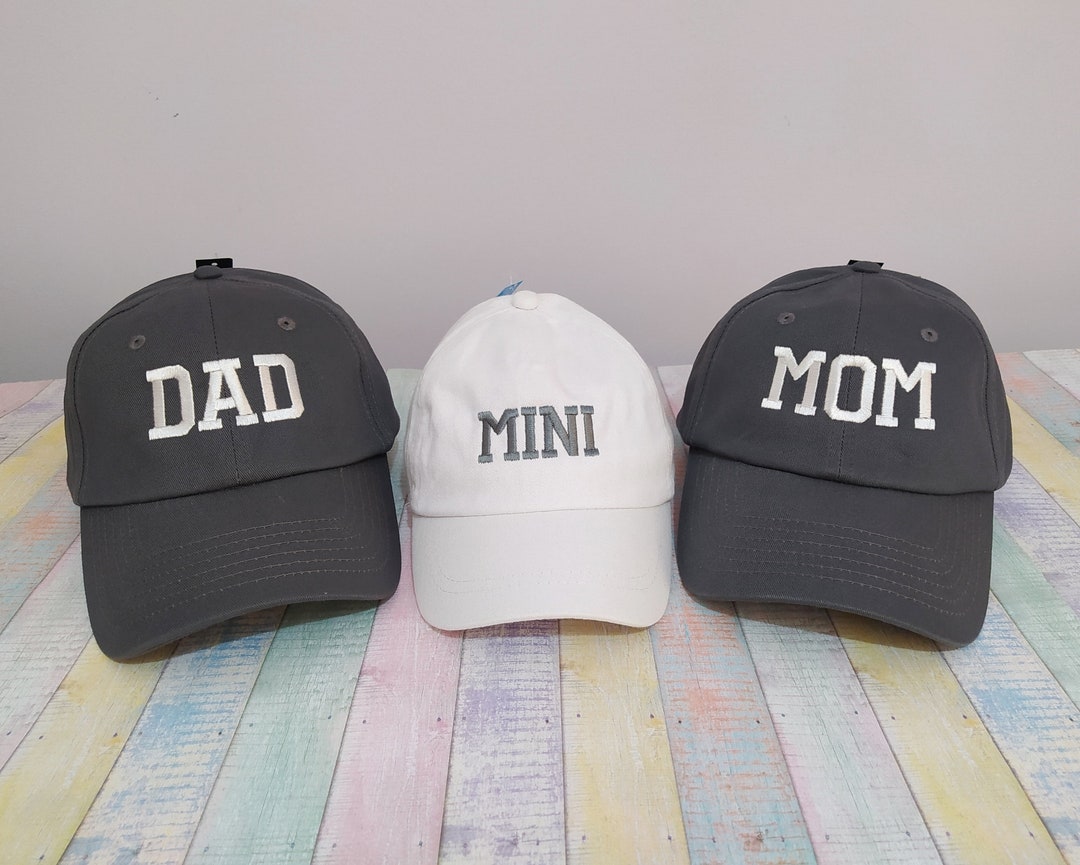 Dad, Mom, Mini Matching Hats Set of Three Hats Machine Embroidery ...