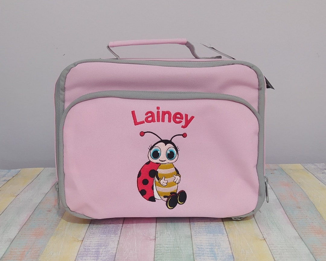 Ladybug and Name or Text on Lunch Box, Personalized, Machine ...