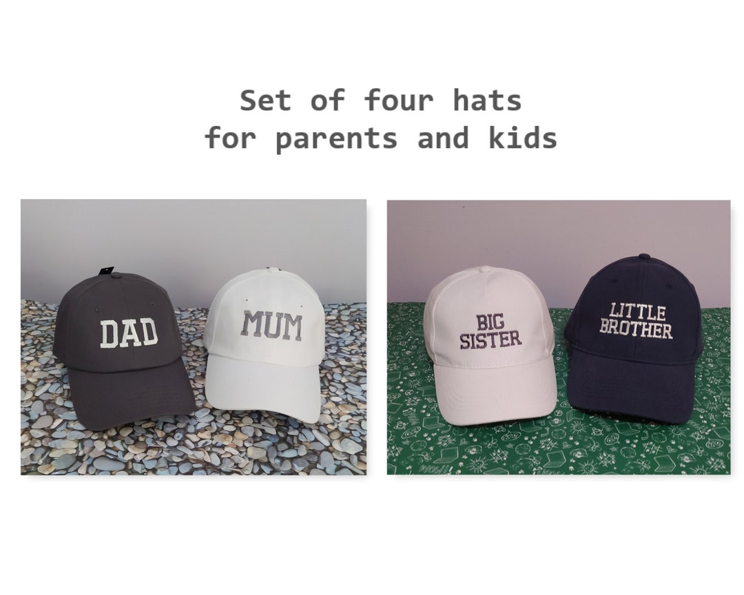 Dad Mom Big Brother Little Sister Matching Hats Set of - Etsy