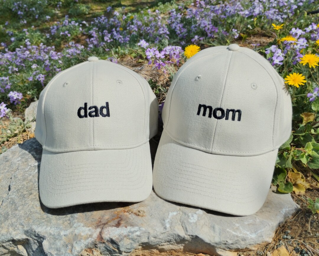 Dad Mom Matching Hats Set of Two Caps Machine Embroidery Adjustable ...