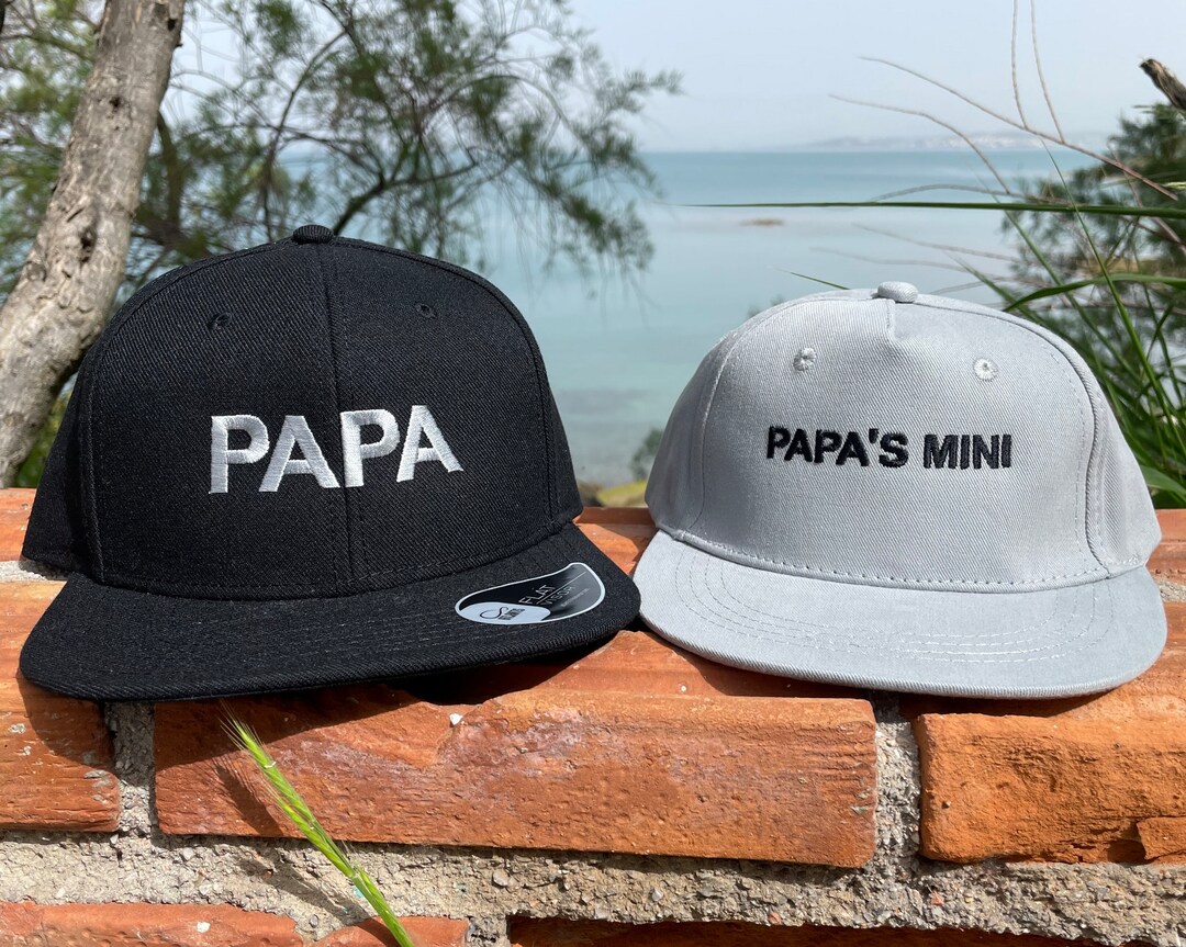 Papa & Mini Snapback Hat Set of Two: Embroidered Matching Caps - Etsy