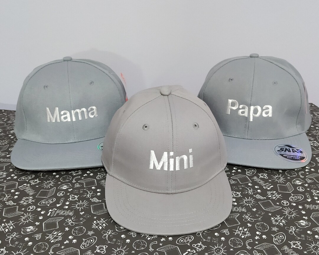 Papa Mama Mini Matching Hats Set of Three Snapback Hats for Adult, Kid ...