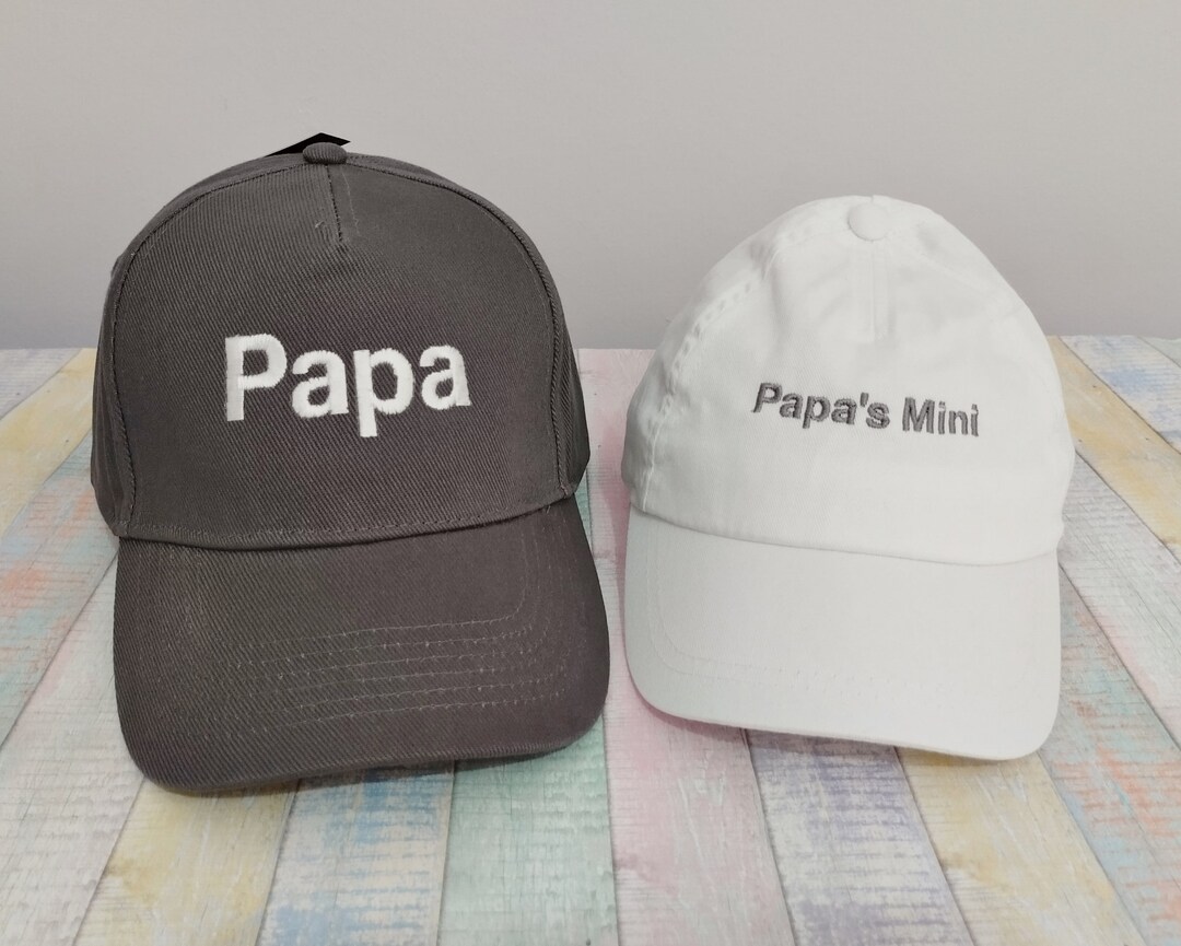 Papa Papa's Mini Matching Hats Set of Two Caps Machine Embroidery ...